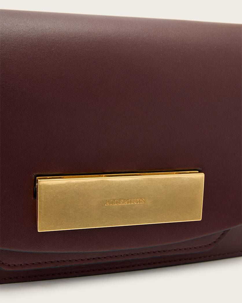 Etta Leather Clutch Dark Red | ALLSAINTS US
